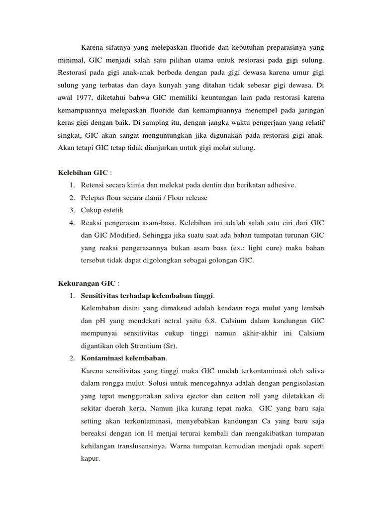 Restorasi Gigi Anak dengan GIC | PDF | Griya & Taman | Sains & Matematika