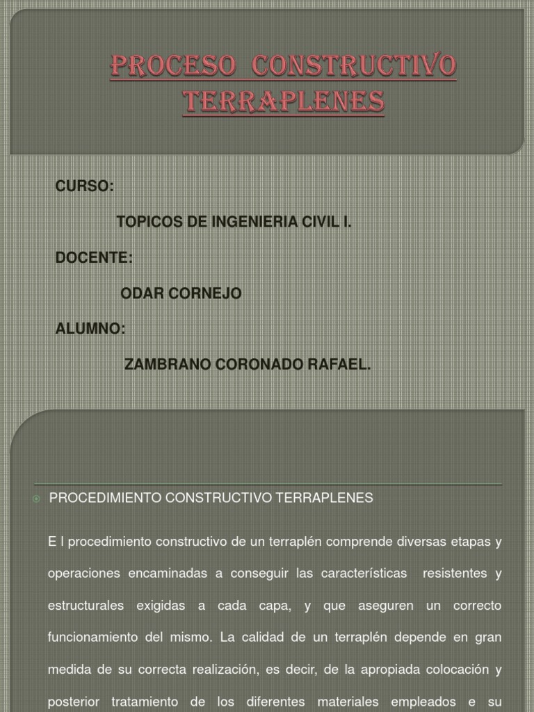 Proceso Constructivo Terraplenes | PDF | Suelo | La carretera