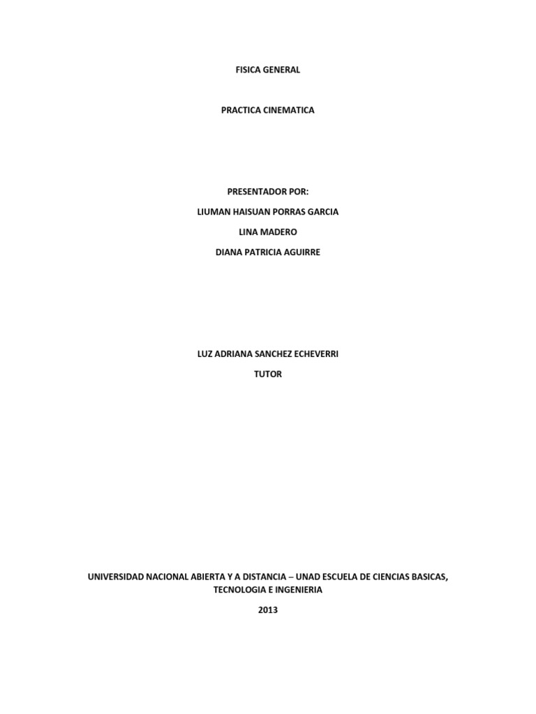 Practica Cinematica | PDF