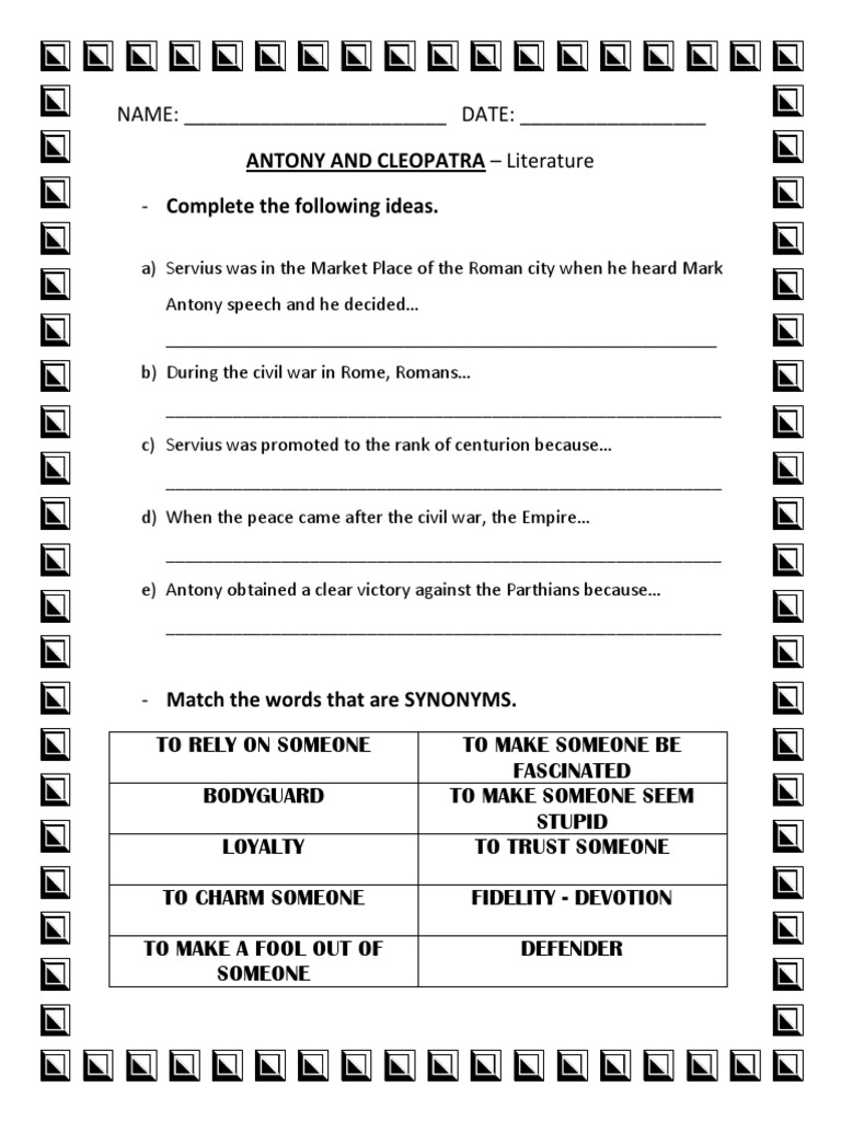 Cleopatra Worksheet Activities | PDF | Classics