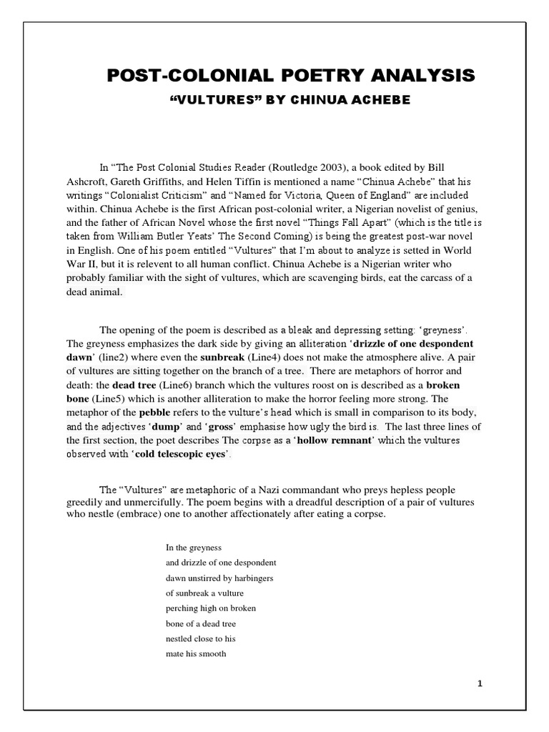 Post-Colonial Poetry Analysis | PDF | Poetry