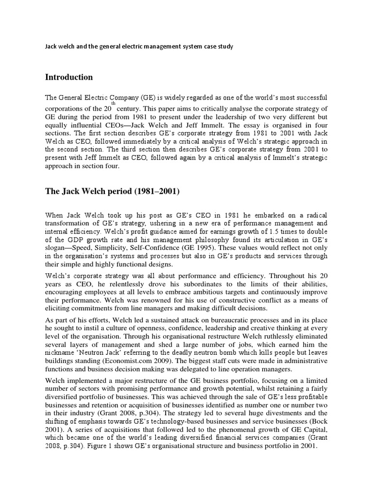 Jack Welch Case Study | PDF | Six Sigma | Business Process