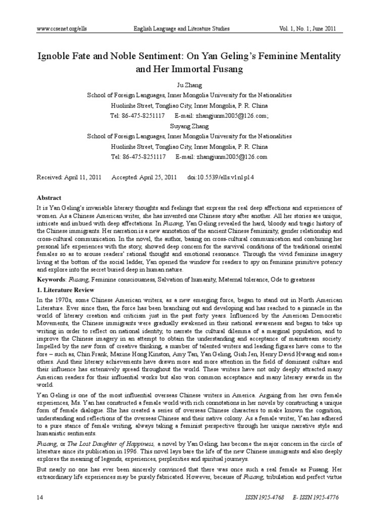 Yan Geling Fusang | PDF | Marriage | Femininity
