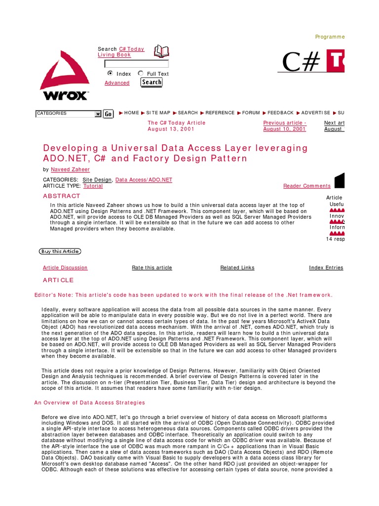 Developing A Universal Data Access Layer Leveraging Ado - Net, C Sharp ...