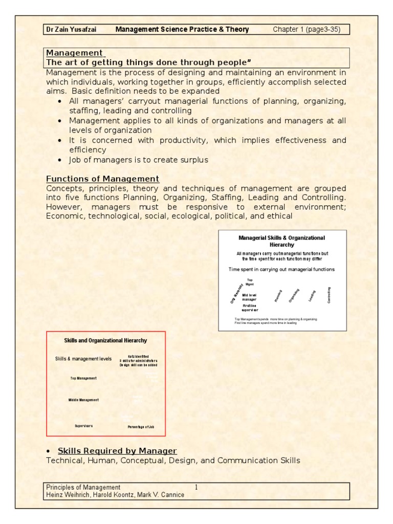 Management Functions and TheoriesTITLE Evolution of Management Thought ...
