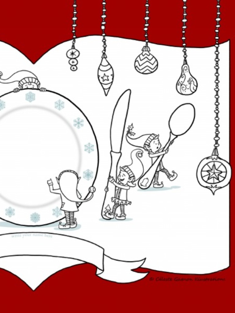 Elf Place Setting 8.5x11 Colouring Page | PDF