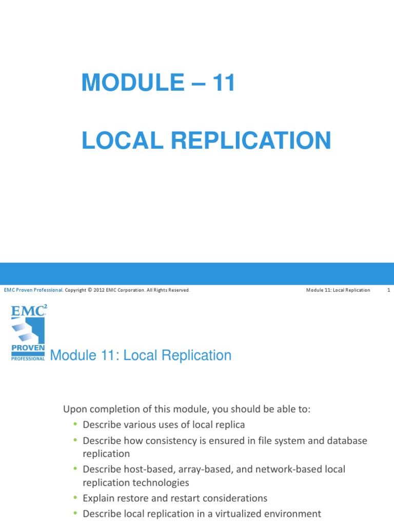 Module 11 Local Replication | PDF | Replication (Computing) | Information Management