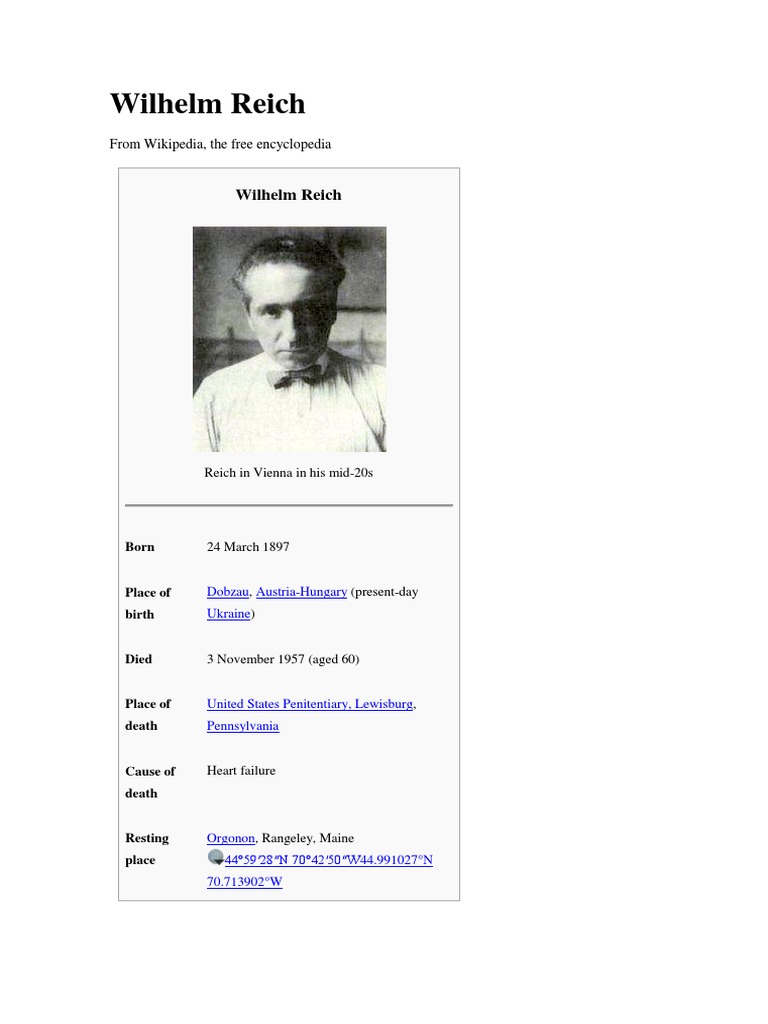 Wilhelm Reich | PDF | Wilhelm Reich | Psychoanalysis