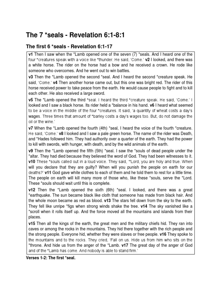 Revelation Chapter 6 | PDF | Heaven | Sacrifice