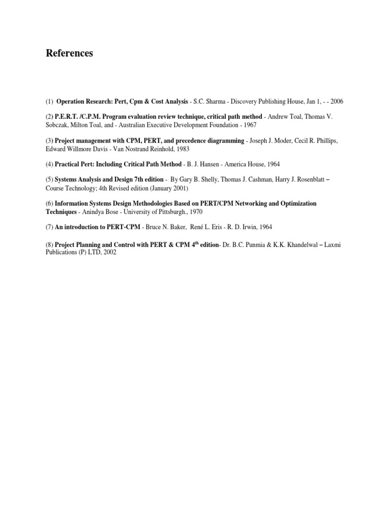 PERT and CPM: Key References Guide | PDF
