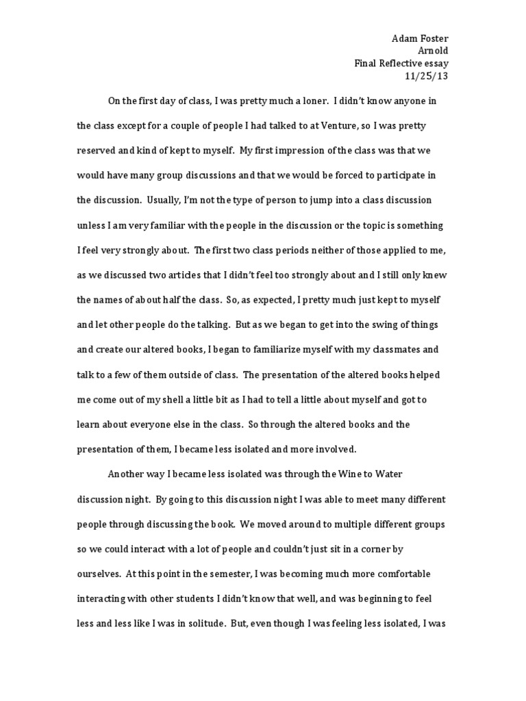 Final Reflective Essay Seminar | PDF | Language Arts & Discipline ...