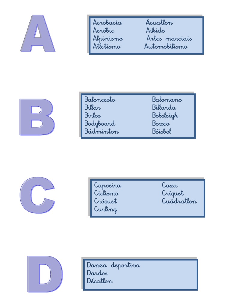 Deportes que comienzan con "A" y "C" | PDF