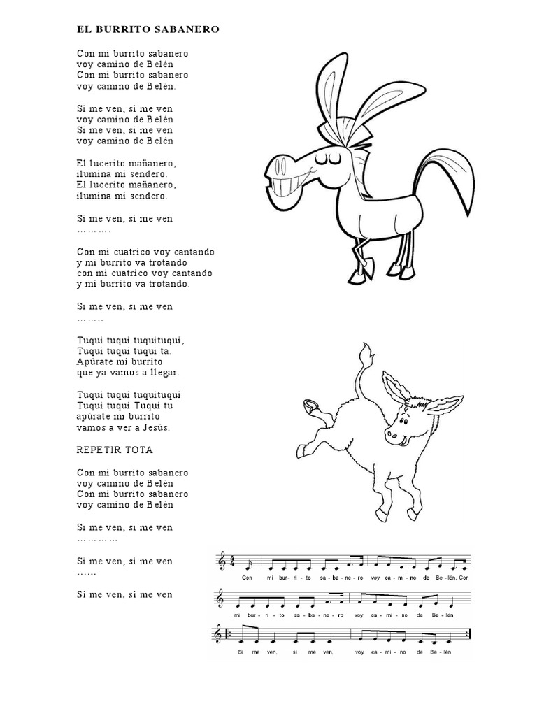 Letra de "Mi Burrito Sabanero" | PDF