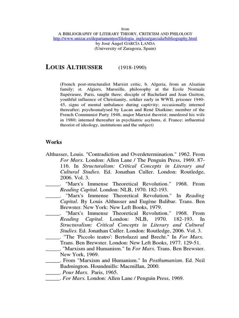 Althusser L | PDF | Louis Althusser | Political Theories