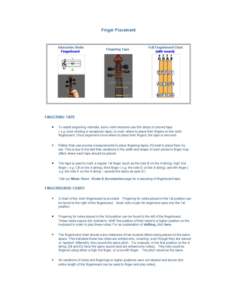 Interactive Finger Placement Chart for Beginner Violinists | PDF ...