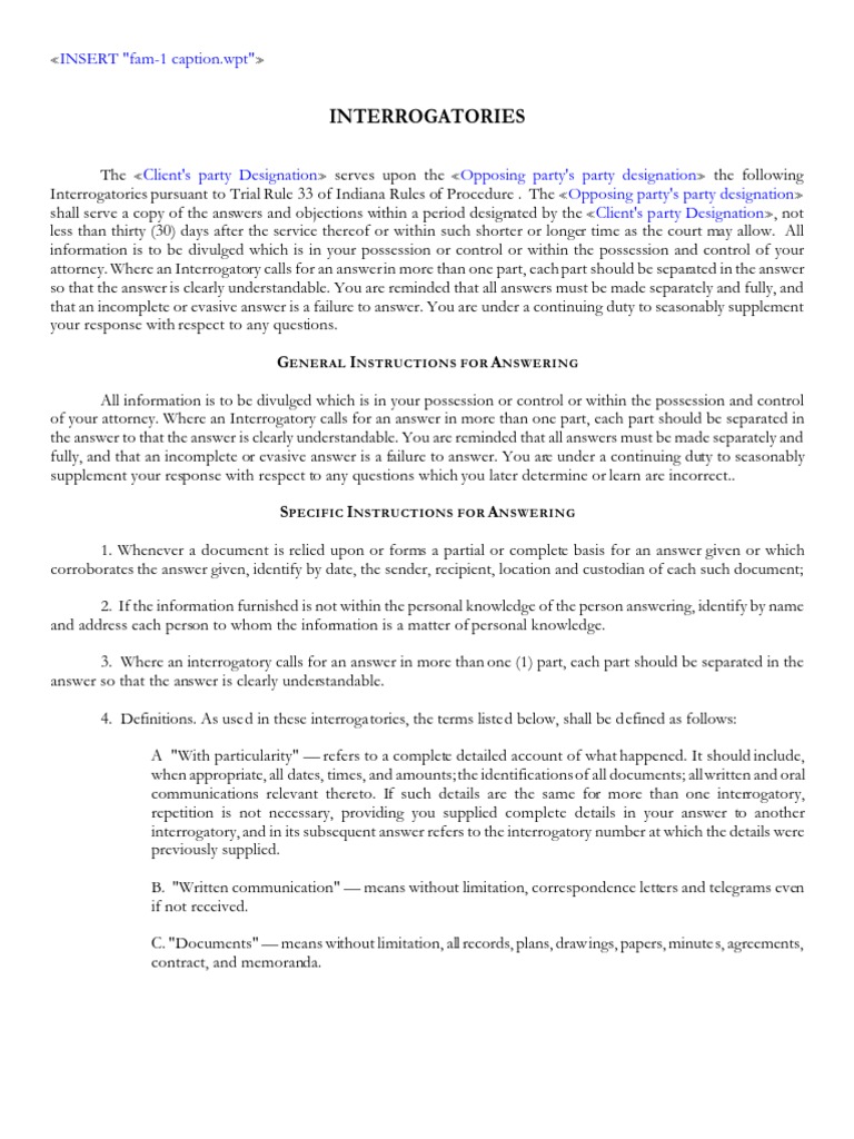 2009-08-18 Divorce - Interrogatories - No Kids | PDF | Pension | Employment
