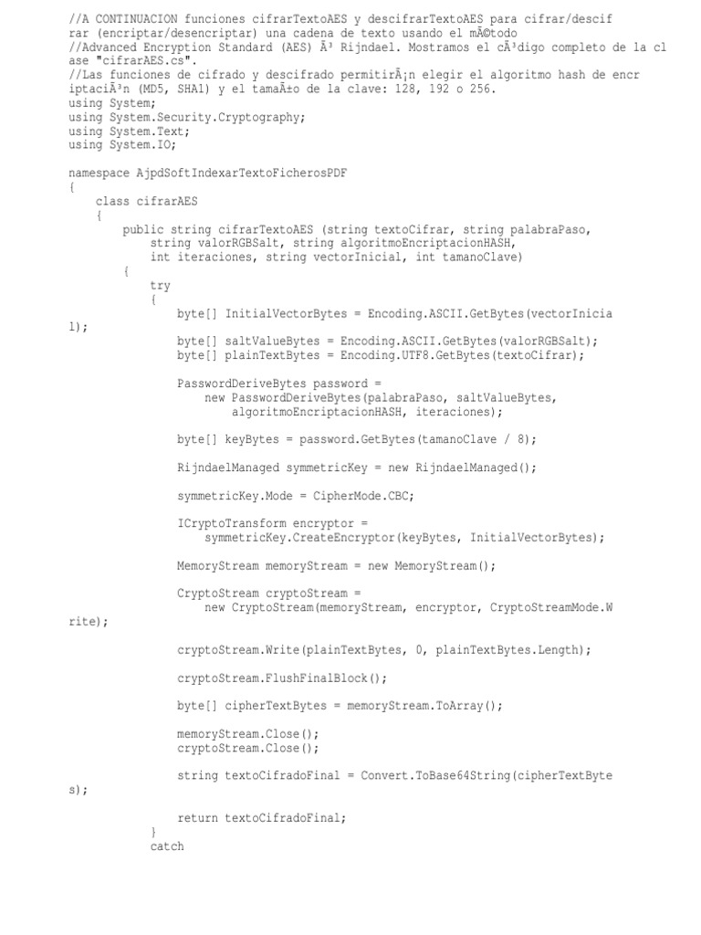 Encriptar y Desencriptar en C# | PDF | Secreto | Algoritmos Encriptar y Desencriptar en C# | PDF | Secreto | Algoritmos