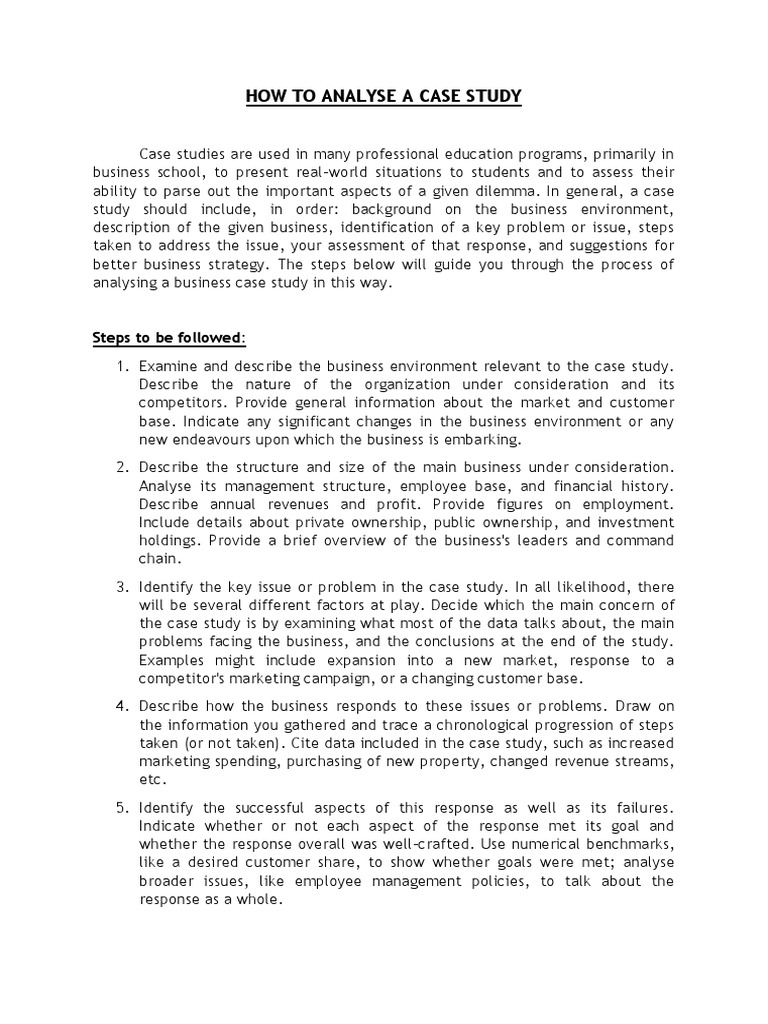 How To Analyse A Case Study | PDF | Case Study | Strategic Management
