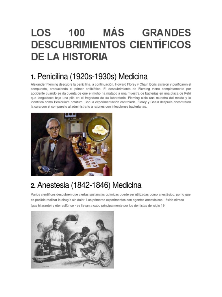 Los 100 Más Grandes Descubrimientos Científicos de La Historia | PDF ...