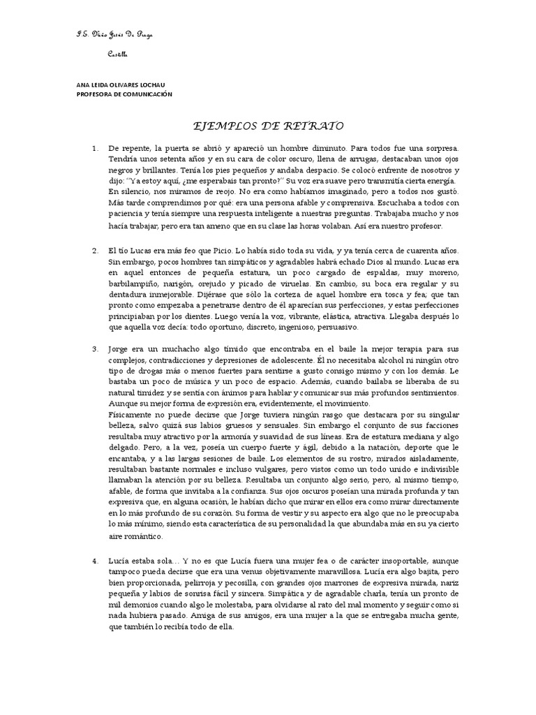 Retratos de personajes: descripciones que transmiten las cualidades ...