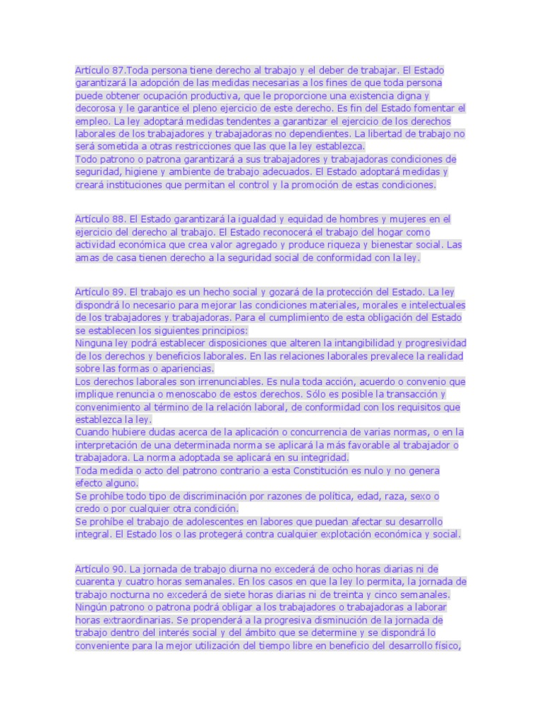Artículo 87 | PDF | Derecho laboral | Salario