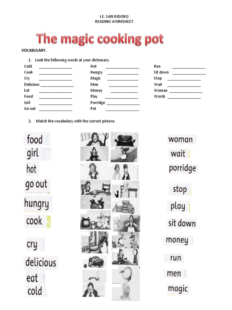 Reading Worksheet The Magic Cooking Pot | PDF