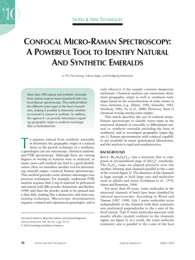 Confocal Raman Spectroscopy for Emeralds | PDF | Raman Spectroscopy ...