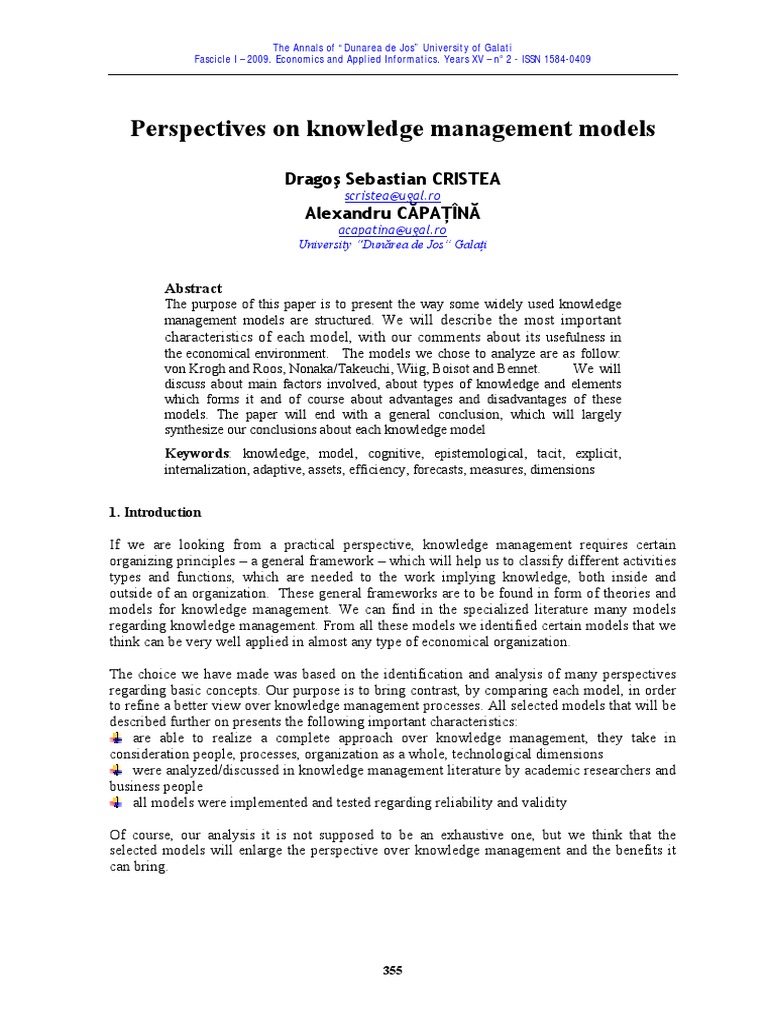 KM Models | PDF | Knowledge Management | System