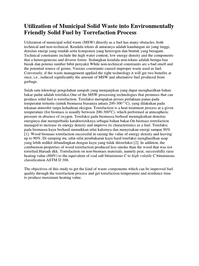 Torefaksi | PDF | Biomass | Municipal Solid Waste