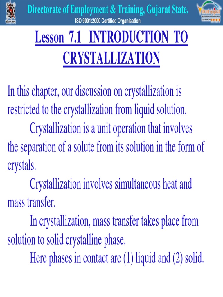Lesson 7.1 Introduction To Crystallization | PDF | Crystallization | Phases Of Matter