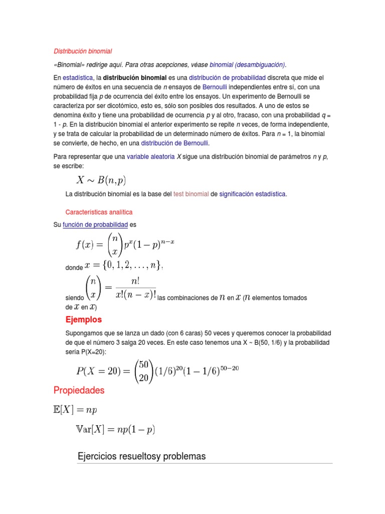 Distribución Binomial | PDF | Probabilidades y estadísticas | Matemáticas Aplicadas