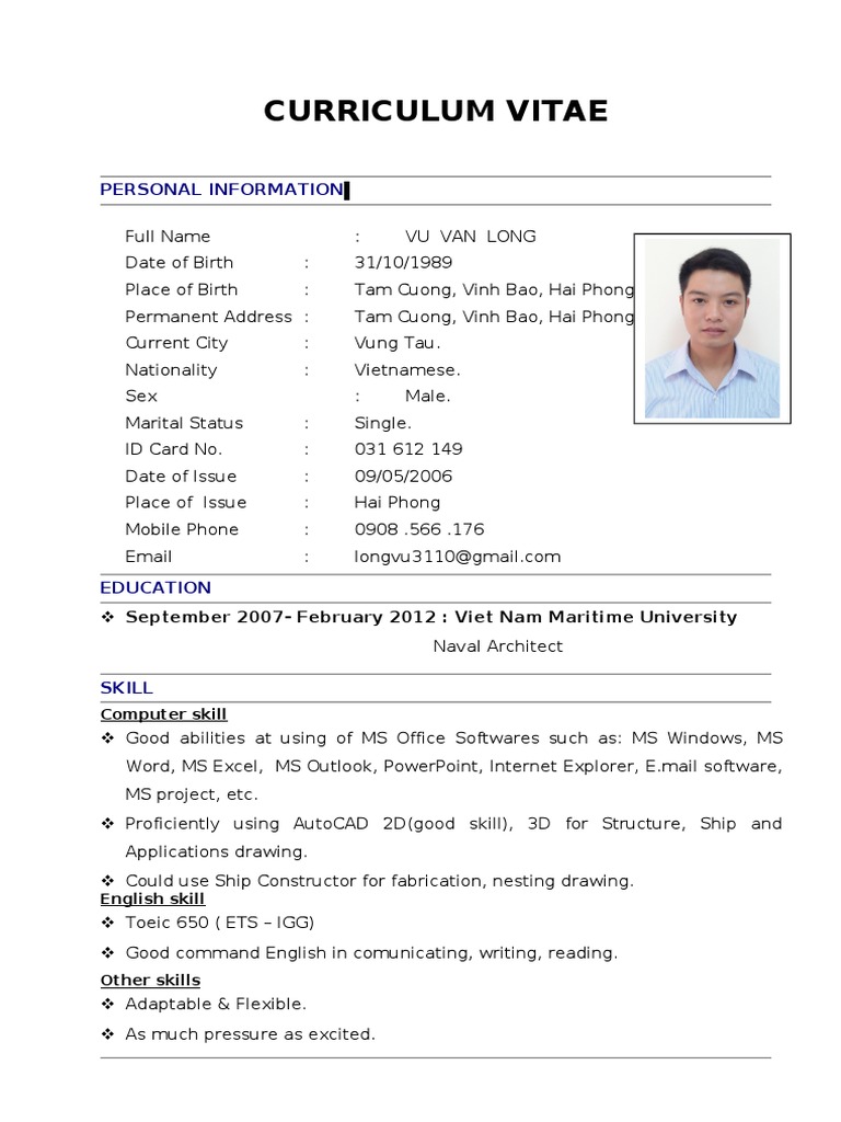 Curriculum Vitae: Personal Information | PDF
