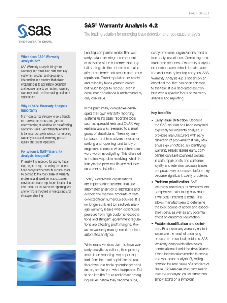 SAS Warranty Analysis | PDF | Sas (Software) | Microsoft Windows