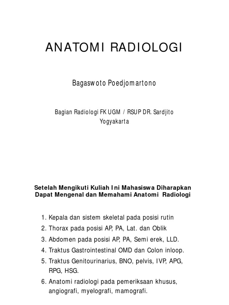 Anatomi Radiologi 1 | PDF