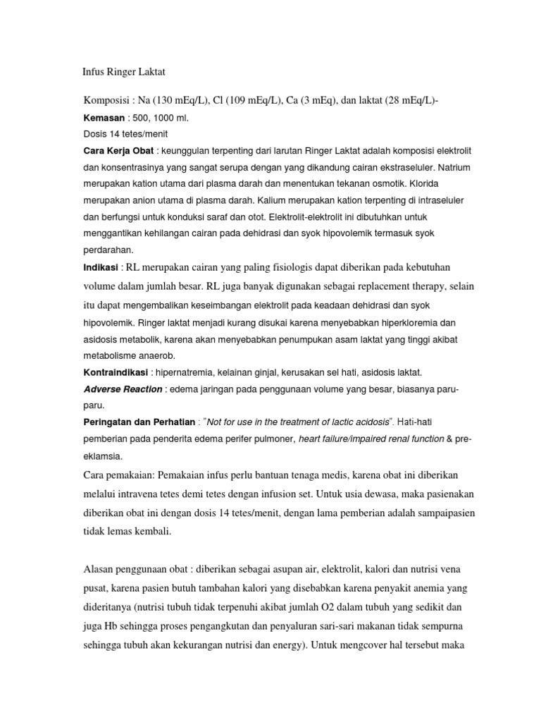 Infus Ringer Laktat | PDF