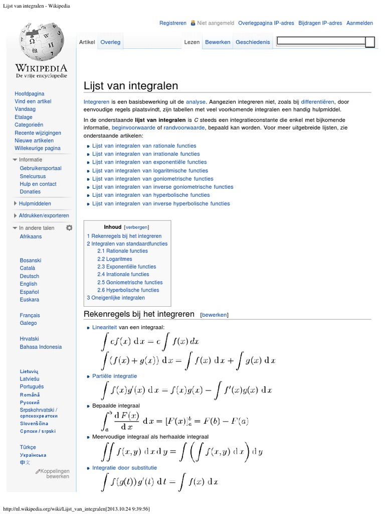 Lijst Van Integralen - Wikipedia | PDF