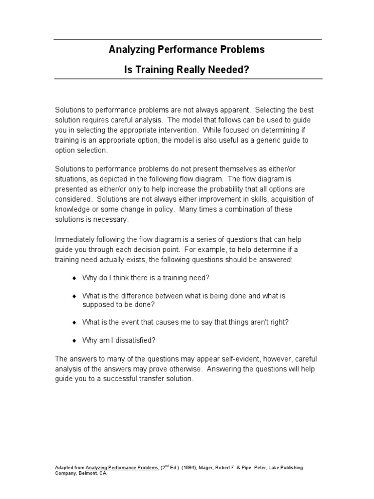 Analyzing Performance Problems - MAGER&PIPE MODEL | PDF | Career & Growth