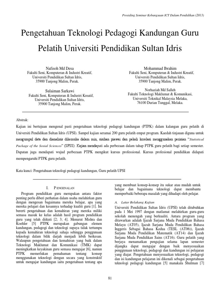 Pengetahuan Teknologi Pedagogi Kandungan | PDF Pengetahuan Teknologi Pedagogi Kandungan | PDF