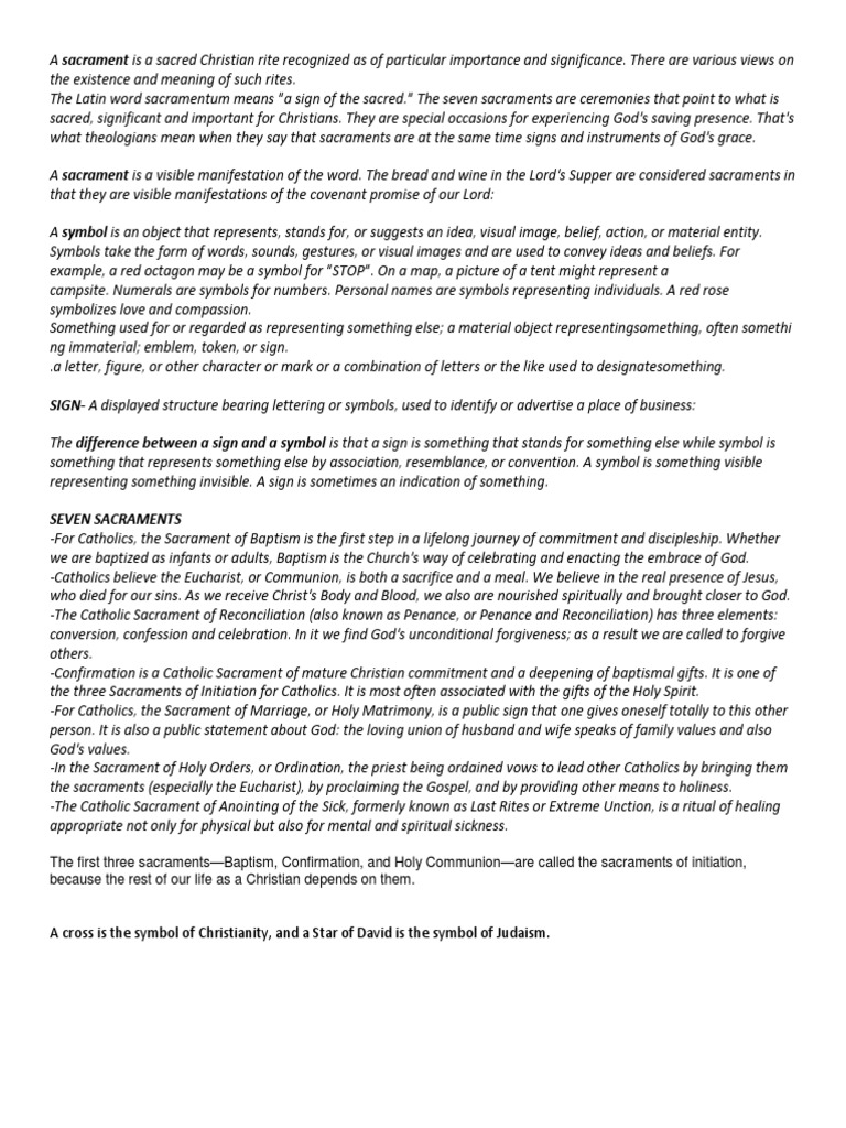 Sacrament | PDF | Sacraments | Catholic Church