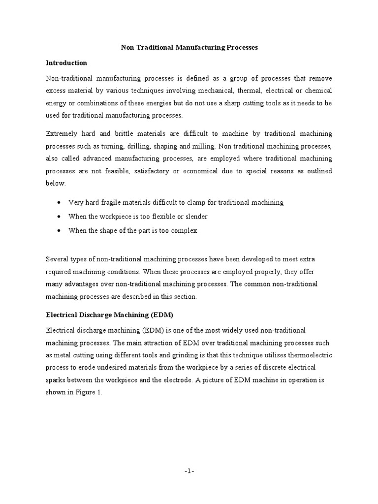 Non-Traditional Manufacturing Processes | PDF | Machining | Production ...