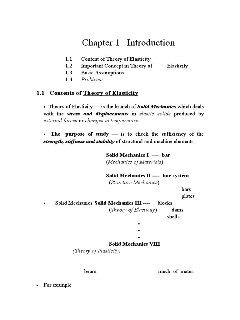 Theory of Elasticity | PDF | Deformation (Mechanics) | Elasticity (Physics)