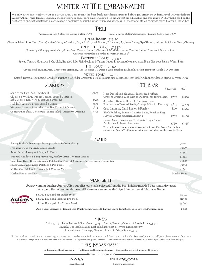 The Embankment Winter Menu 2013 | PDF | Salad | European Cuisine