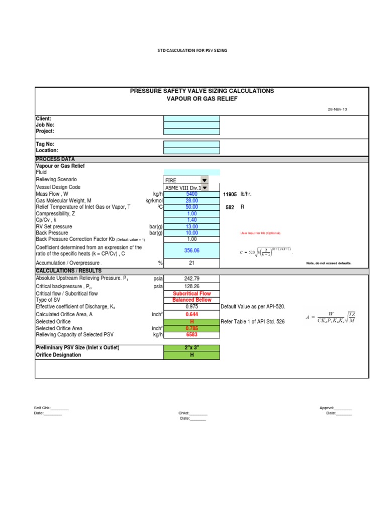 PSV Sizing for Engineers | PDF | Pressure | Gases