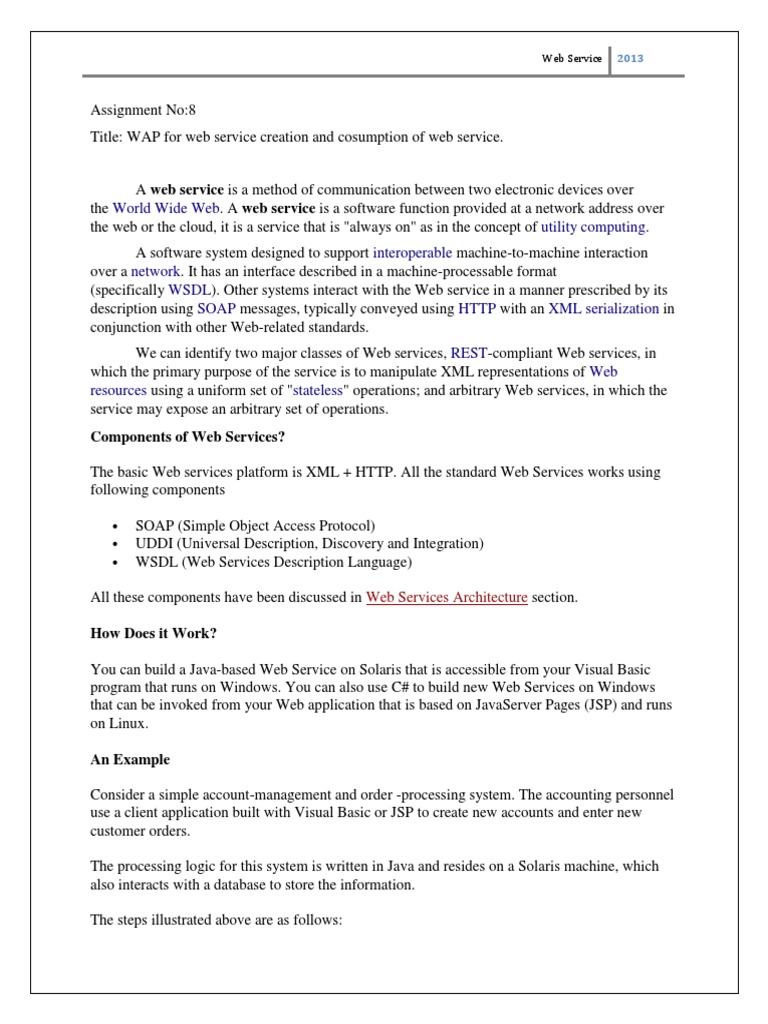 World Wide Web Utility Computing Interoperable Network WSDL Soap XML ...