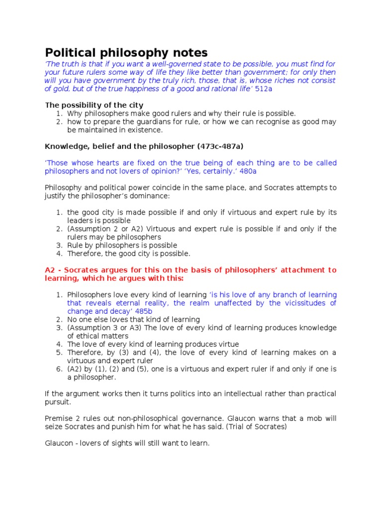Plato - Revision Notes Political Philosophy | Socrates | Sophism