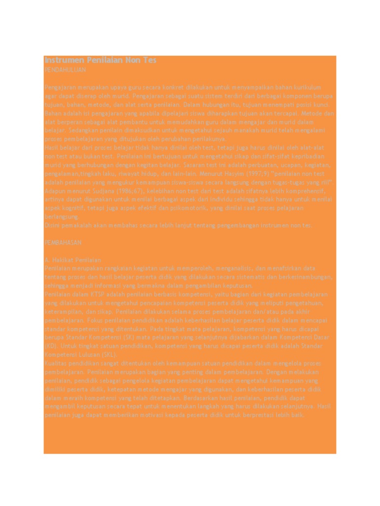 Instrumen Penilaian Non Tes | PDF | Karier & Perkembangan