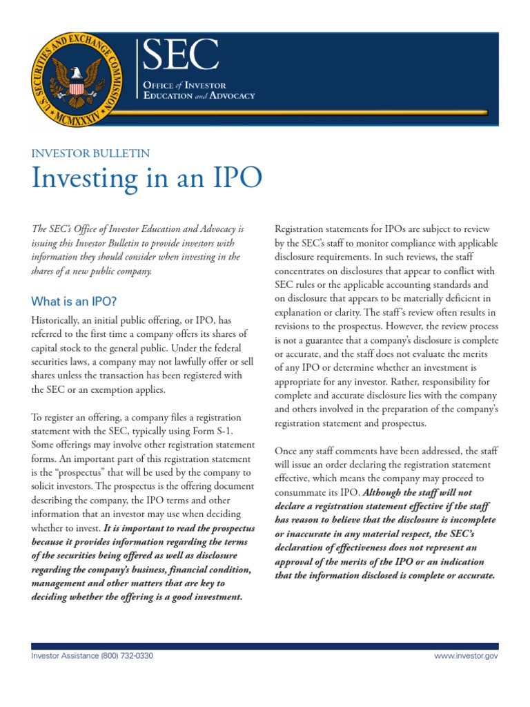 Ipo Investorbulletin | PDF | Initial Public Offering | Underwriting