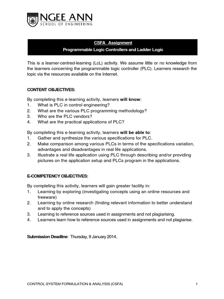 CSFA Assignment | PDF | Programmable Logic Controller | Computer ...