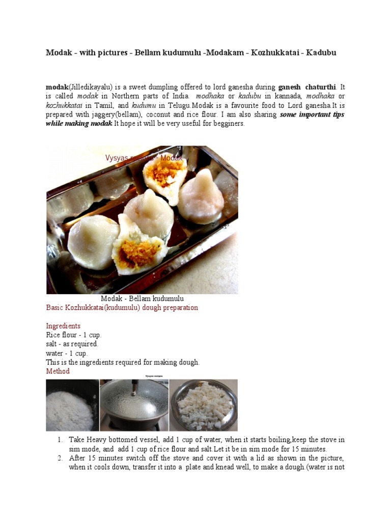 Modak | PDF | Dough | Food And Drink Preparation