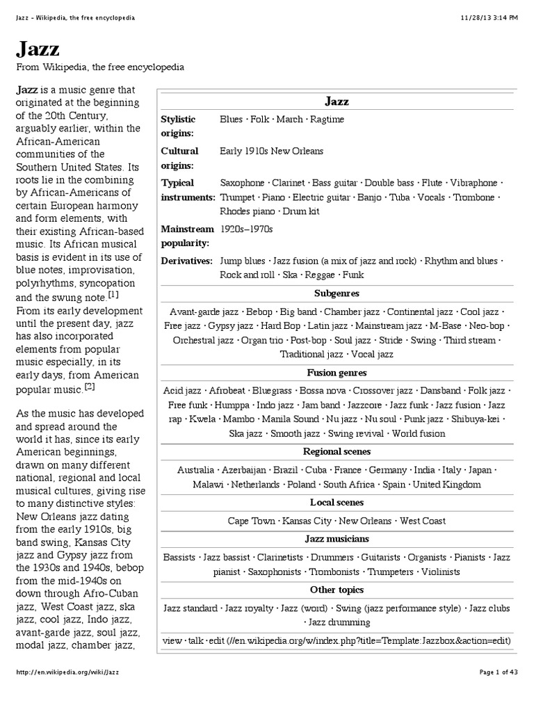 Jazz - Wikipedia, The Free Encyclopedia | PDF | Jazz | Ragtime